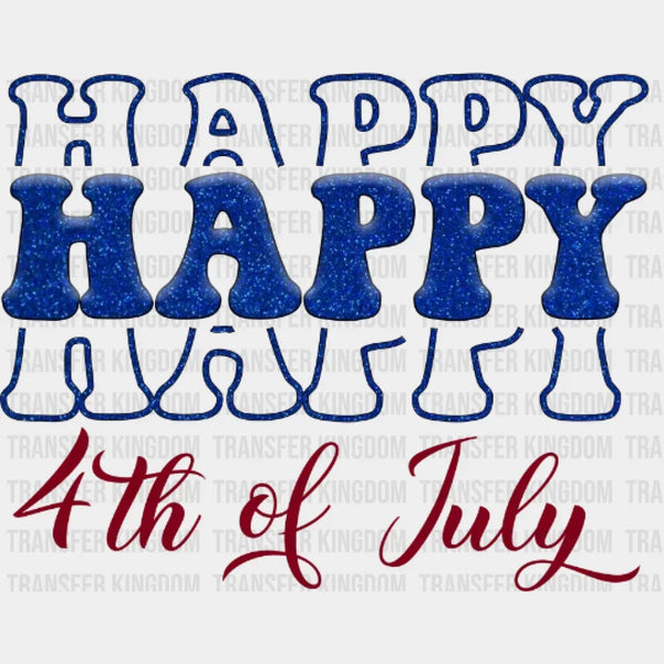 Happy 4th July Blue And Cursive Design - DTF Transfer – Transfer Kingdom