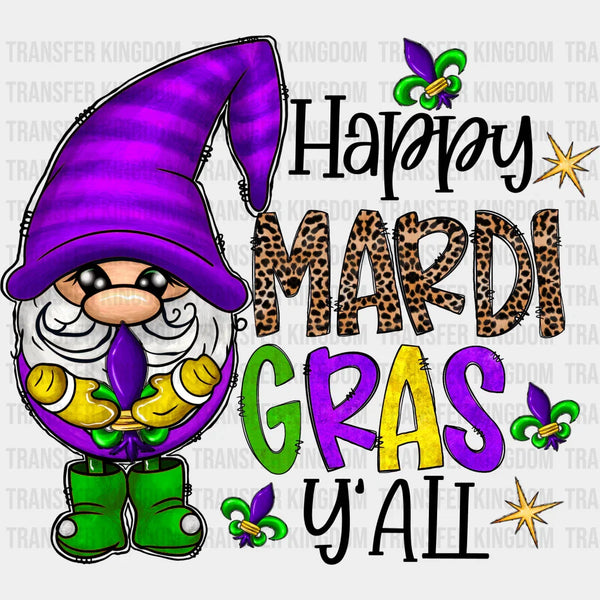 Happy Mardi Gras Y'all Gnome Design - Mardi Gras DTF heat transfer ...
