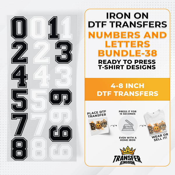 Numbers And Letters Bundle T-shirt Designs Premade DTF Gangsheet - DTF ...
