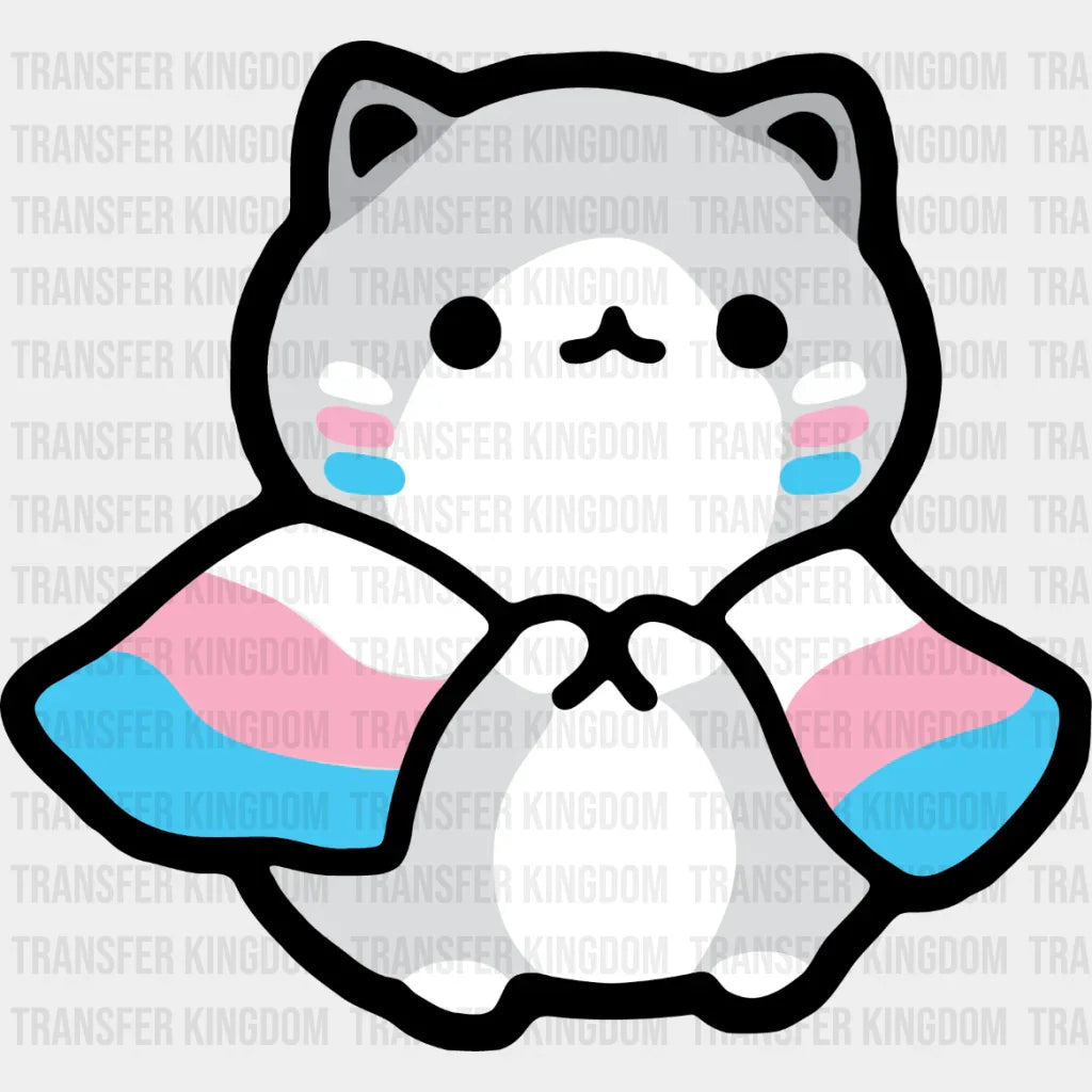 Cat With Trans Flag - Transsexual Iron On DTF Transfer