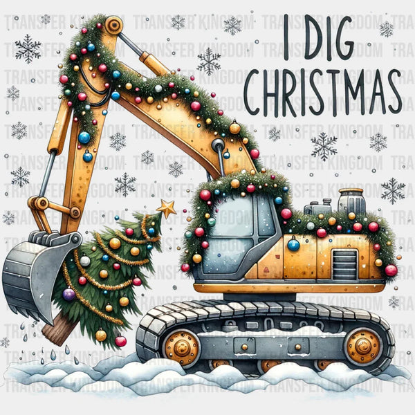 Christmas Tree Excavator - Christmas DTF Transfer