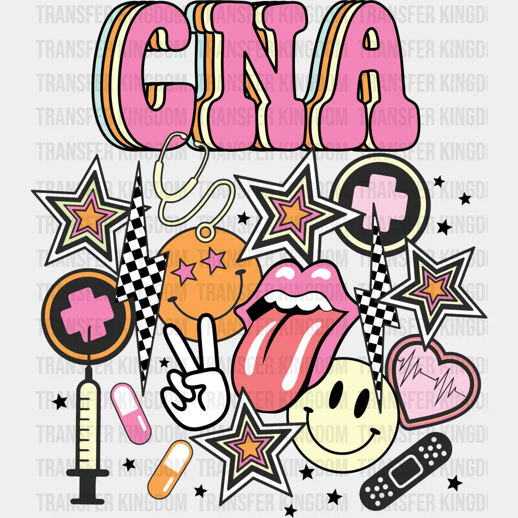 Cna Smiles Face Lips Design - Cna DTF heat transfer