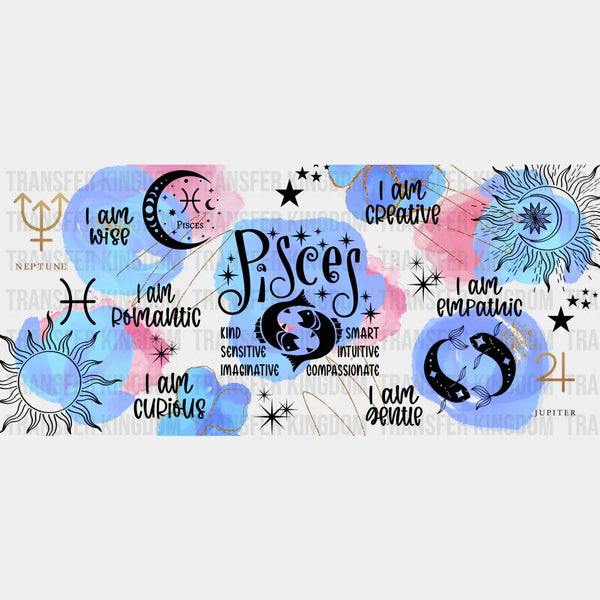 Colorful Pisces Sign - Zodiac Cup Wrap UV Sticker Permanent UV DTF Dec ...