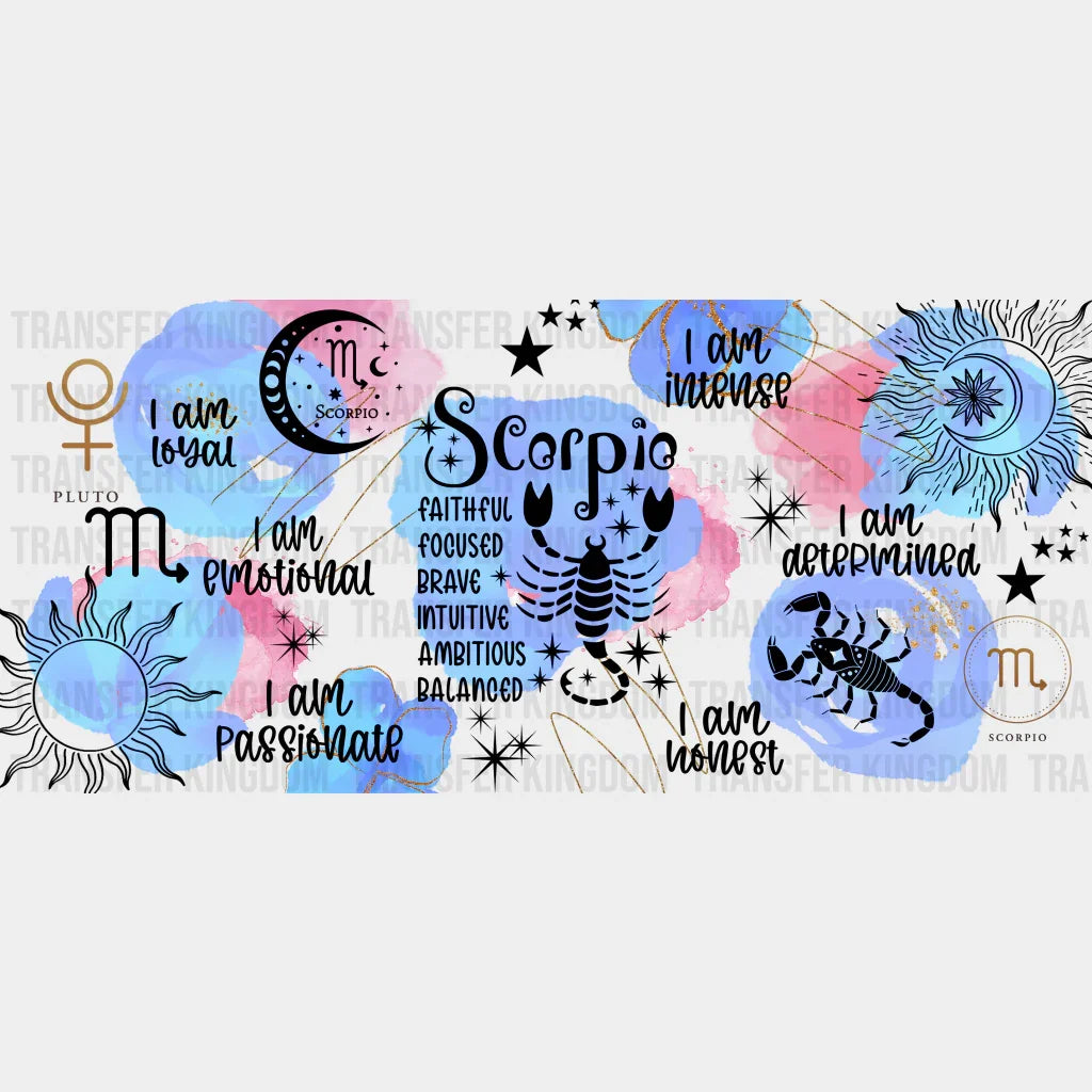 Colorful Scorpio Sign - Zodiac Cup Wrap UV Sticker Permanent UV DTF Decal