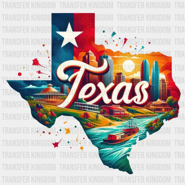 Colorful Texas State Design - State & Cities DTF heat transfer