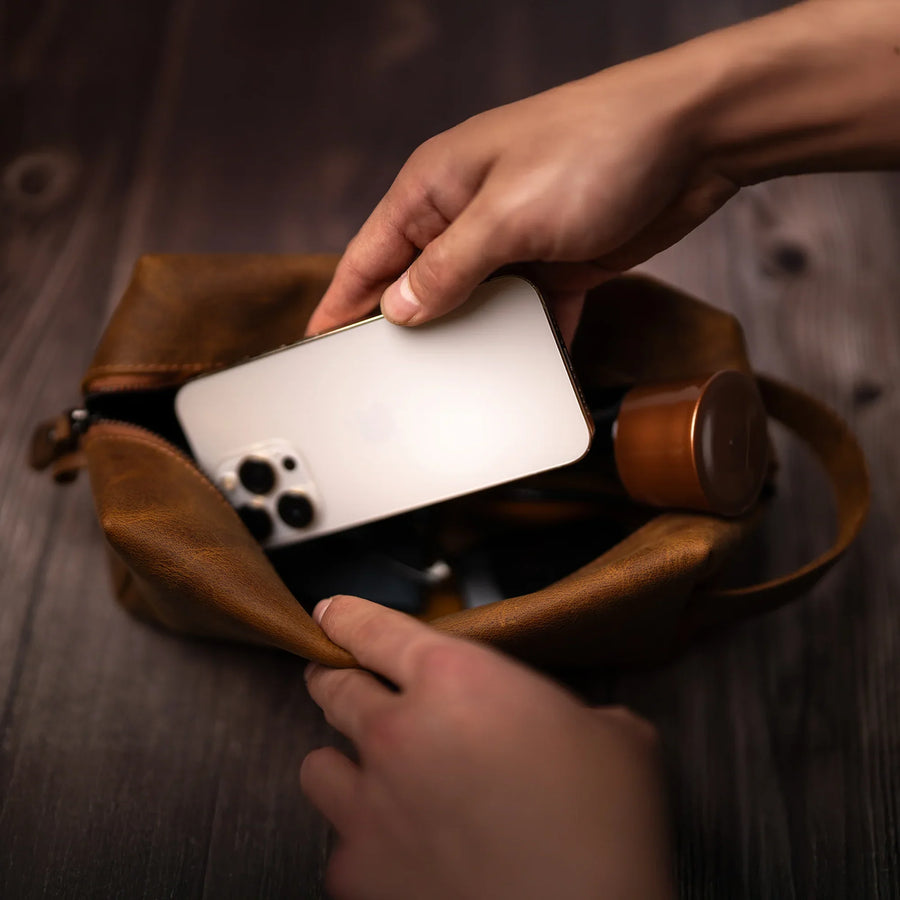 Custom Engraved Leather Dopp kit for men – Transfer Kingdom
