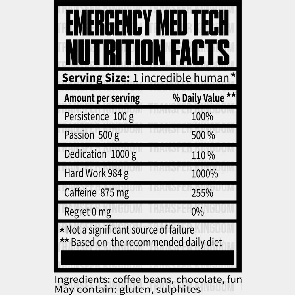 EMT Nutrition Facts - EMT DTF Heat Transfer