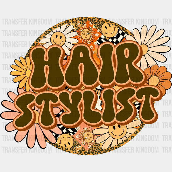 Flowers Hair Stylist Smiley Design - Hair Stylist DTF heat transfer