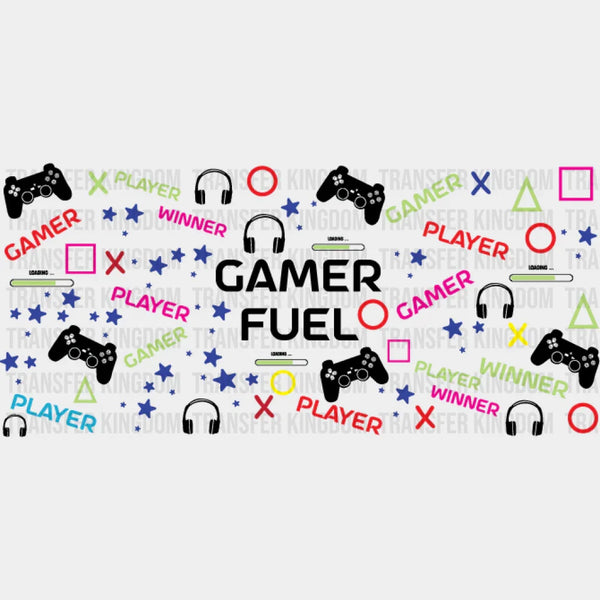 Gamer Fuel Colorful - Video Games Cup Wrap UV Sticker Permanent UV DTF ...