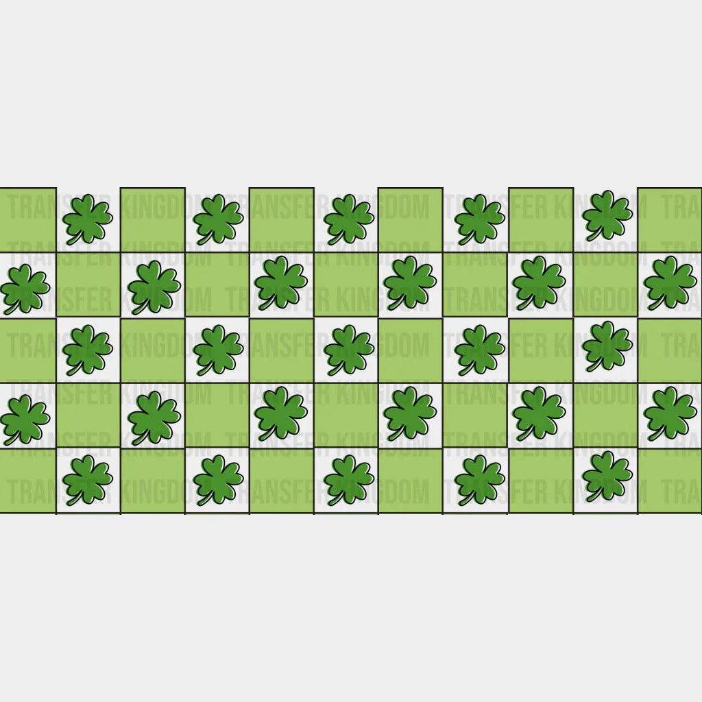 Green Checkered Clover - St Patrick Cup Wrap UV Sticker Permanent UV ...