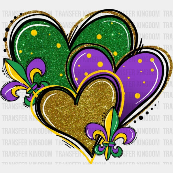 Heart Mardi Gras Design- DTF heat transfer – Transfer Kingdom
