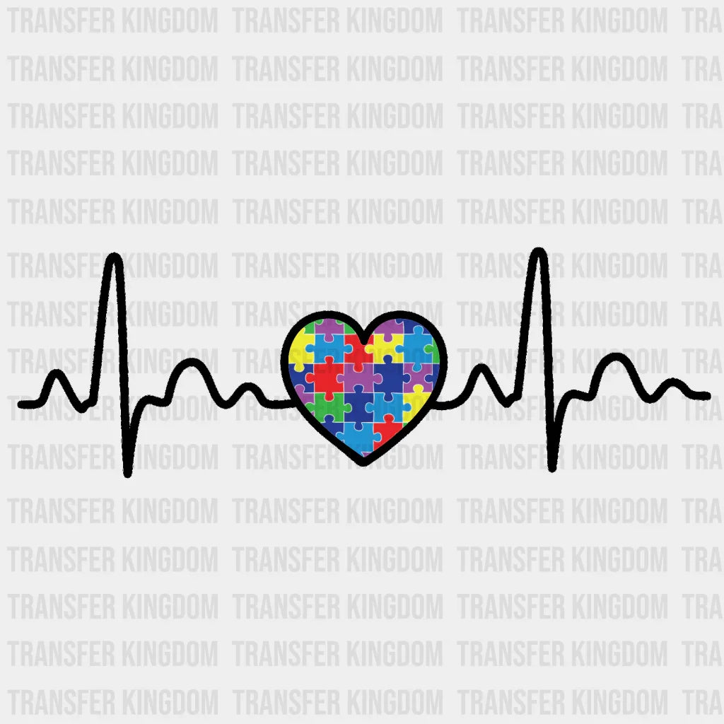 Heartbeat Autism Awareness Design - DTF heat transfer