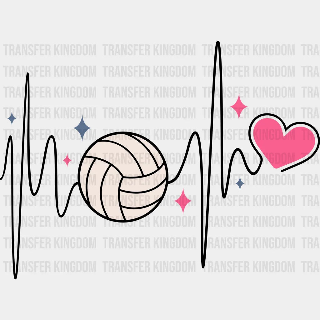 Heartbeat Design - Volleyball DTF Heat Transfer
