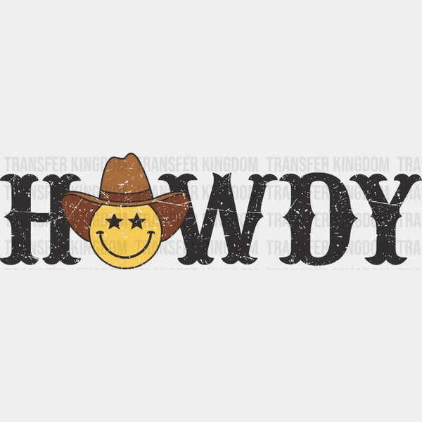 Howdy Hat Smiley Face Design - Western DTF heat transfer
