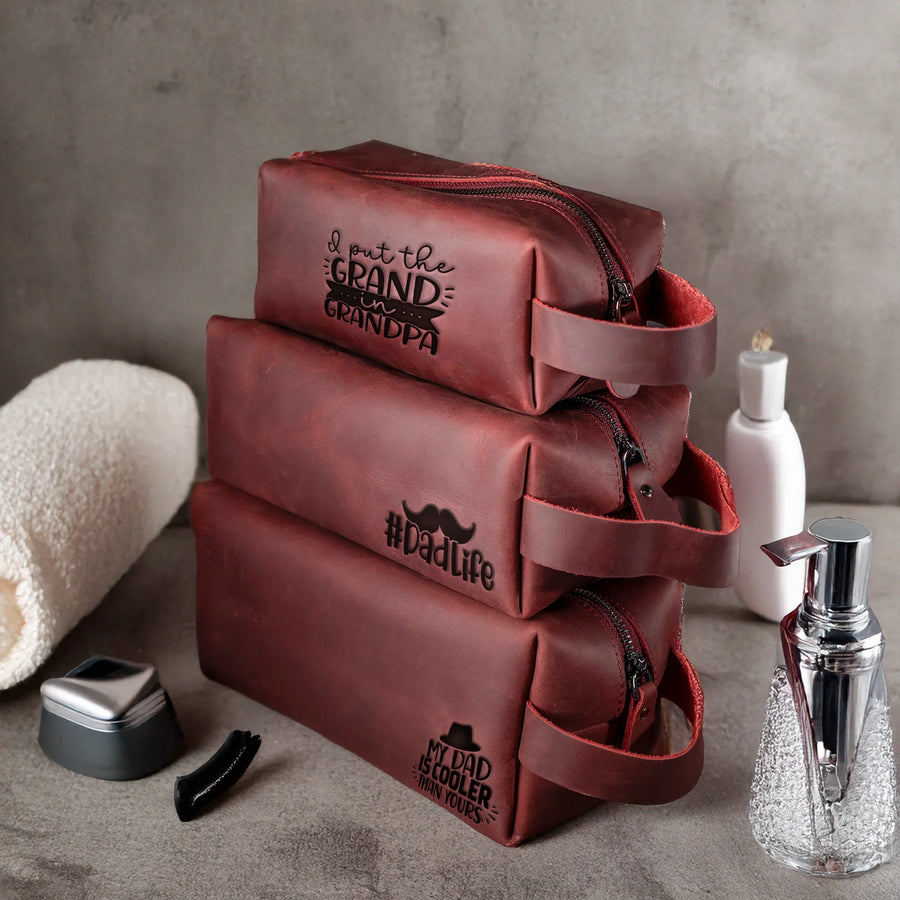 Custom Engraved Leather Dopp kit for men – Transfer Kingdom