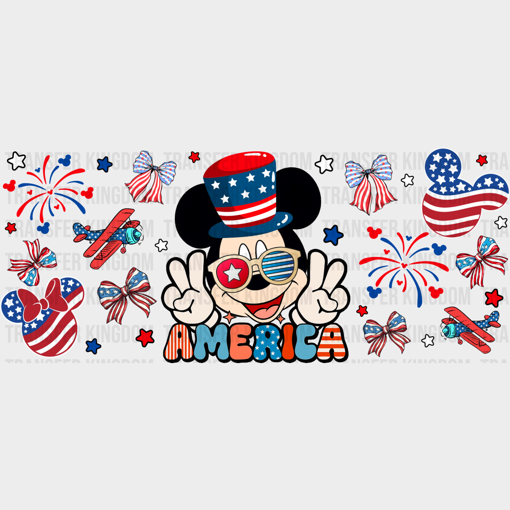 Mickey Mouse America Design - 4th Of July Cup Wrap UV Sticker Permanent ...