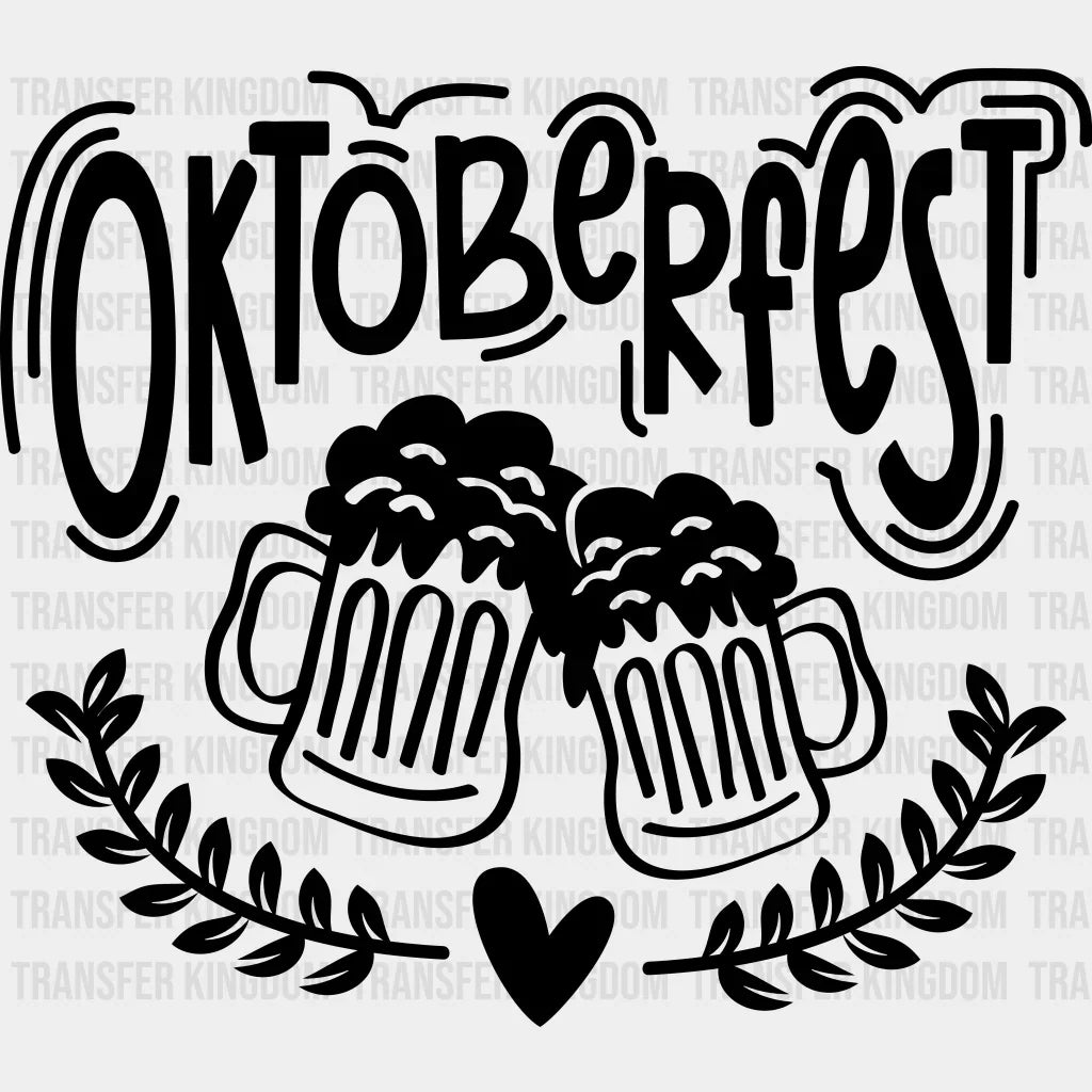 Oktoberfest Beer Toast And Heart Design - Oktoberfest DTF heat transfe