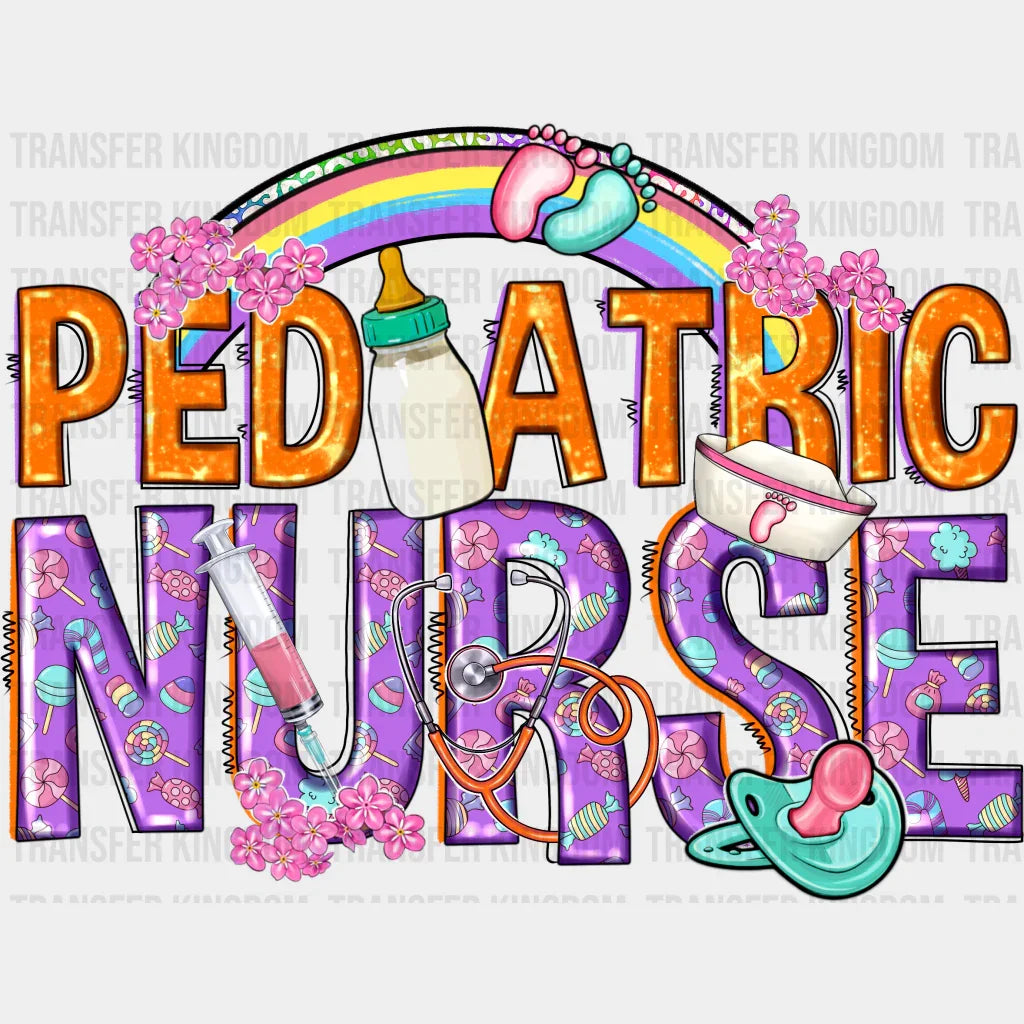 Pediatric Nurse Rainbow Orange And Purple Design - Pediatric Nurse DTF ...