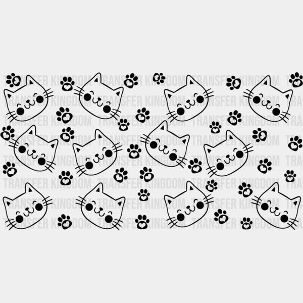 Smiling Cat Dark Design - Pets Cup Wrap UV Sticker Permanent UV DTF De ...
