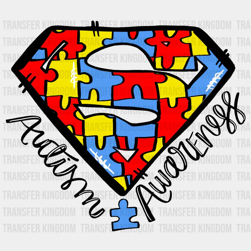 Superman Logo Autism Awareness Design - DTF heat transfer