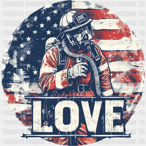 US Flag Love Design - Firefighter DTF Heat Transfer – Transfer Kingdom