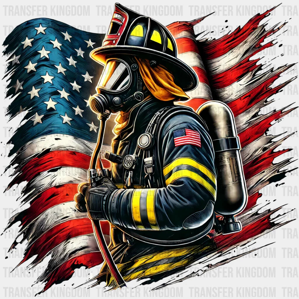 USA Flag Firefighter - Firefighter DTF Transfer