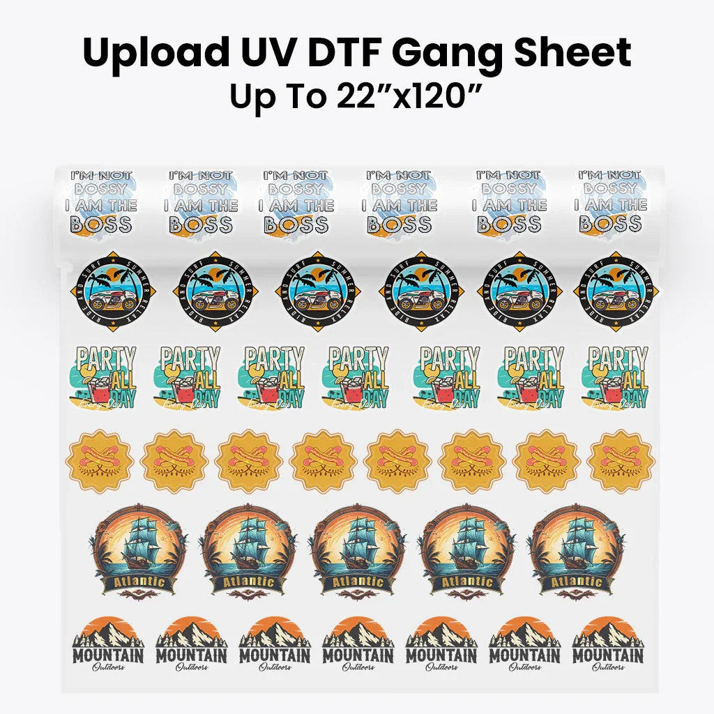 Upload UV DTF Gang Sheet - Custom UV Sticker Gang Sheet – Transfer Kingdom