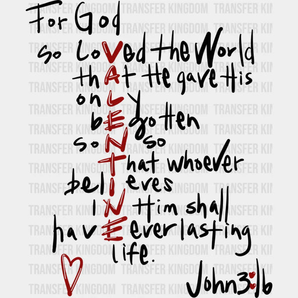 Valentine Mesostic Poem Design - Valentine's Day DTF Transfer