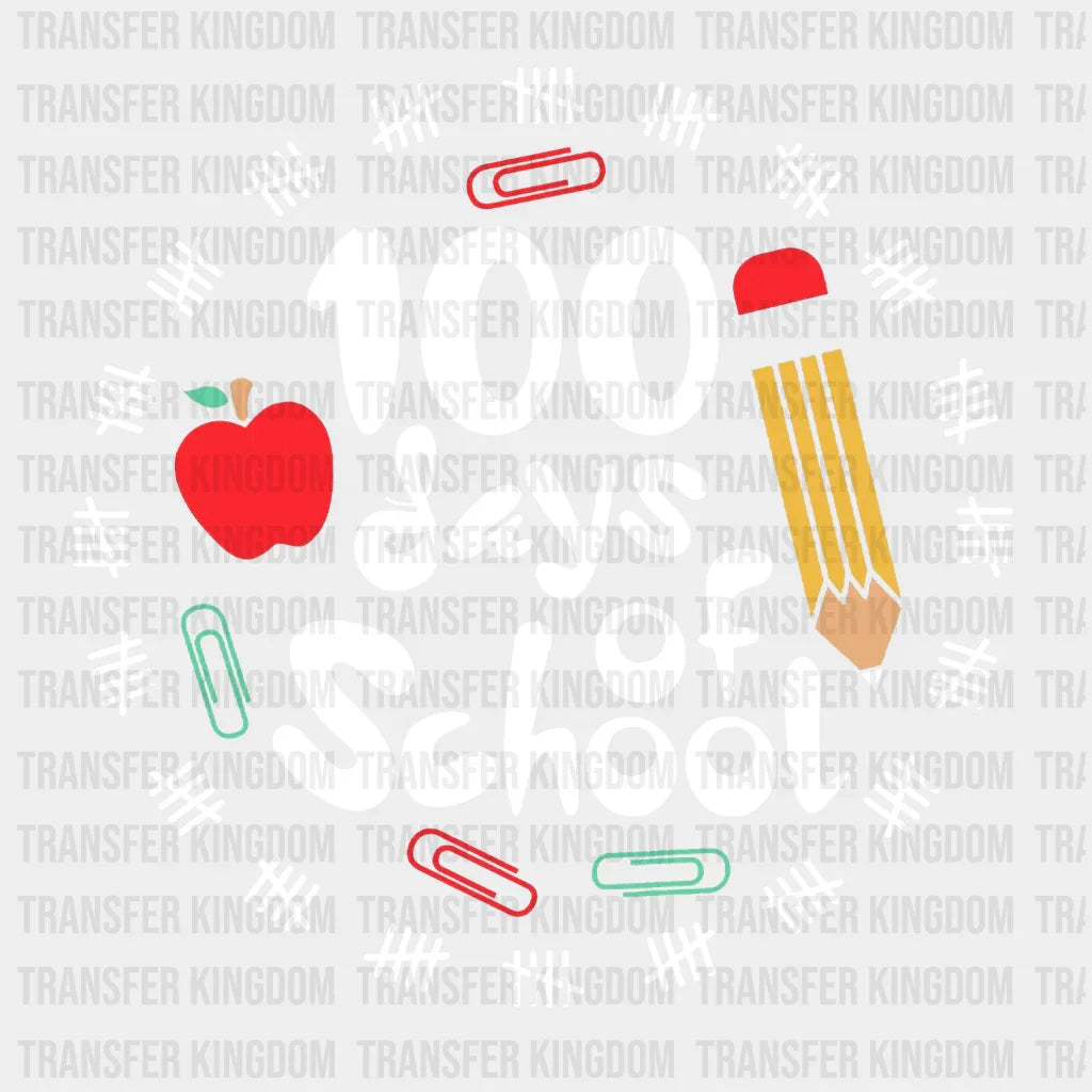 100 Days Of School Pencil Apple Design - DTF heat transfer