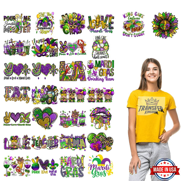 Mardi Gras Premade Gang sheet - 30 PCS 10 INCH (Variation 6)