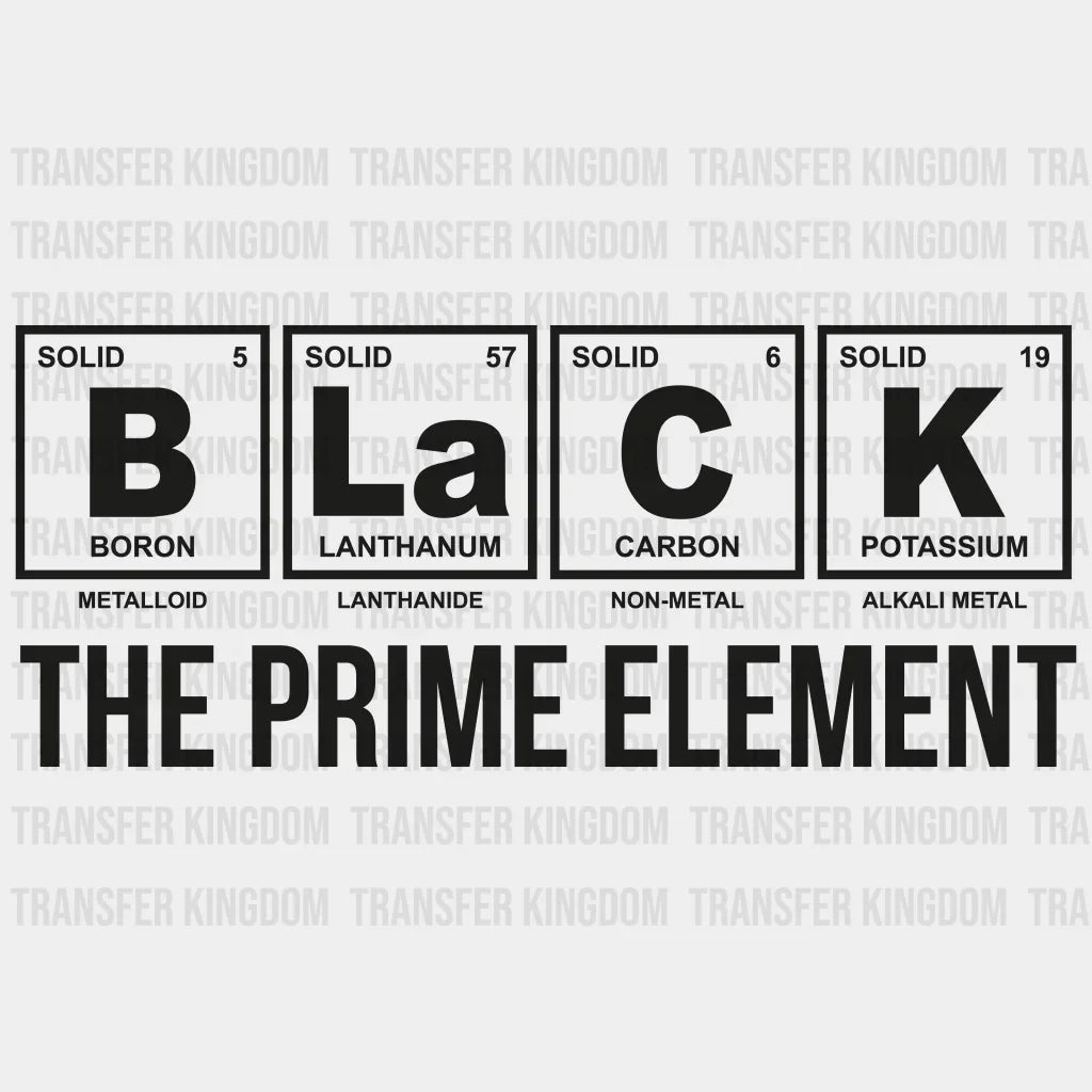Black The Prime Element design- DTF heat transfer