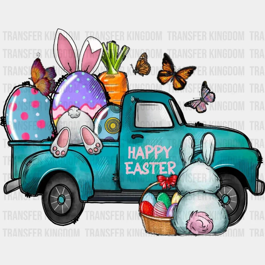 Happy Easter Blue Truck Design- DTF heat transfer