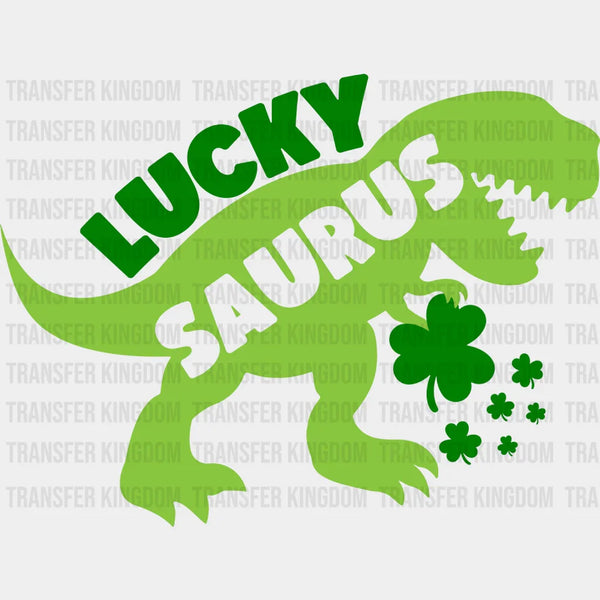 Lucky Saurus St. Patrick's Day Clover Dinosaur Design - DTF heat transfer