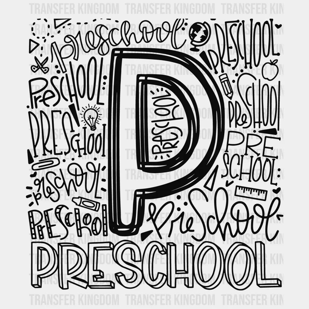 P Preschool 100 Days Of School Design - DTF heat transfer – Transfer ...