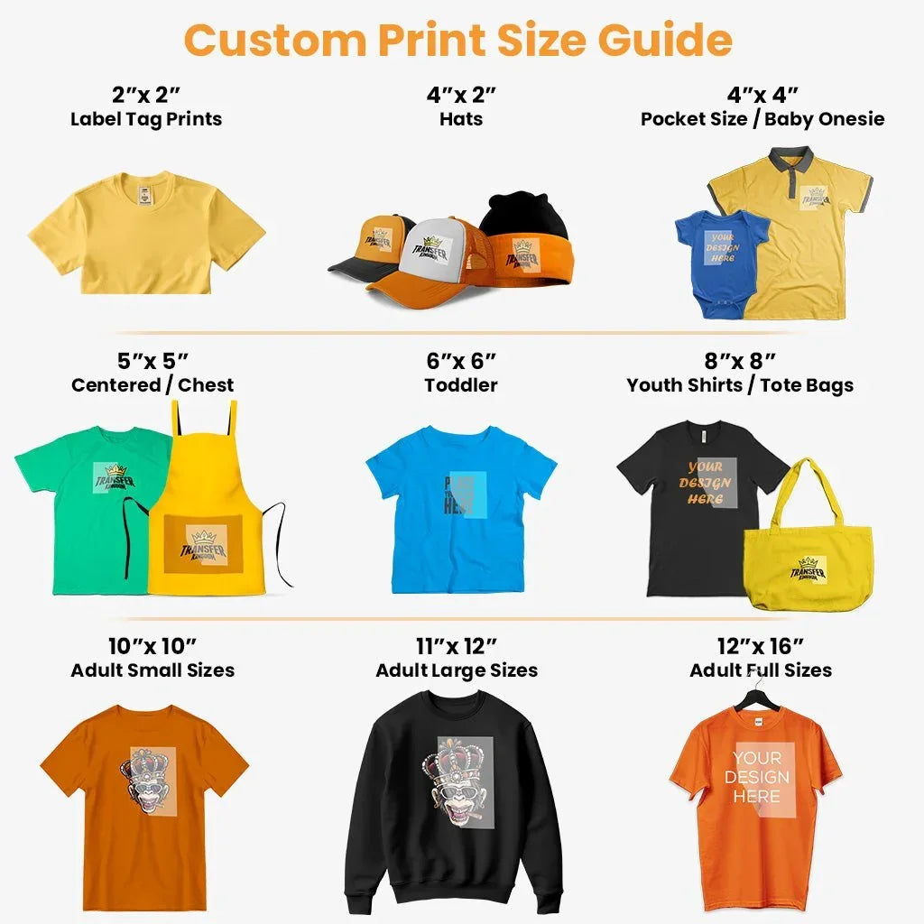 Custom DTF Transfers by Size