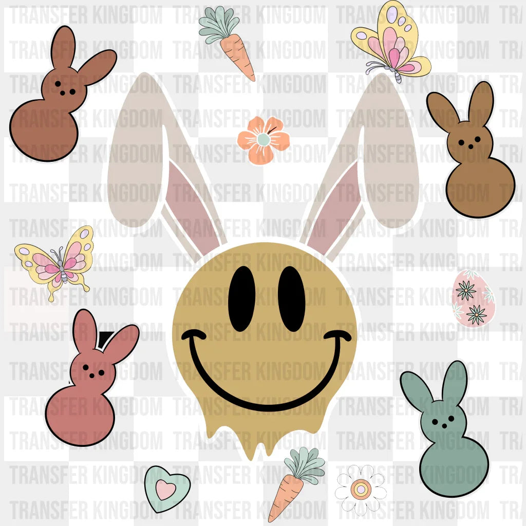 Smiley Bunny Ears Easter Checkered Design- DTF heat transfer – Transfer ...