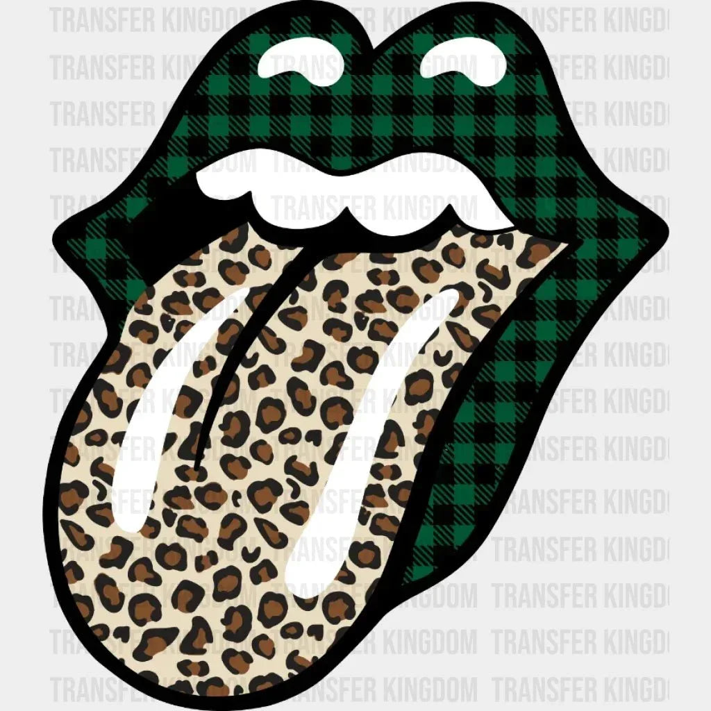 St. Patricks Day Buffalo Plaid Glossy Lips Mouth Design - DTF heat tra