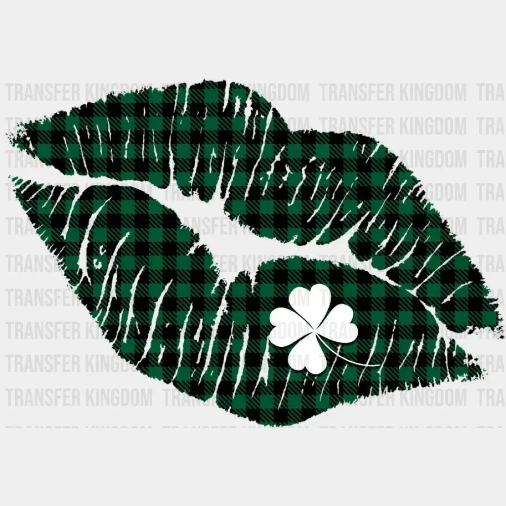 St. Patricks Day Buffalo Plaid Lips Design - DTF heat transfer