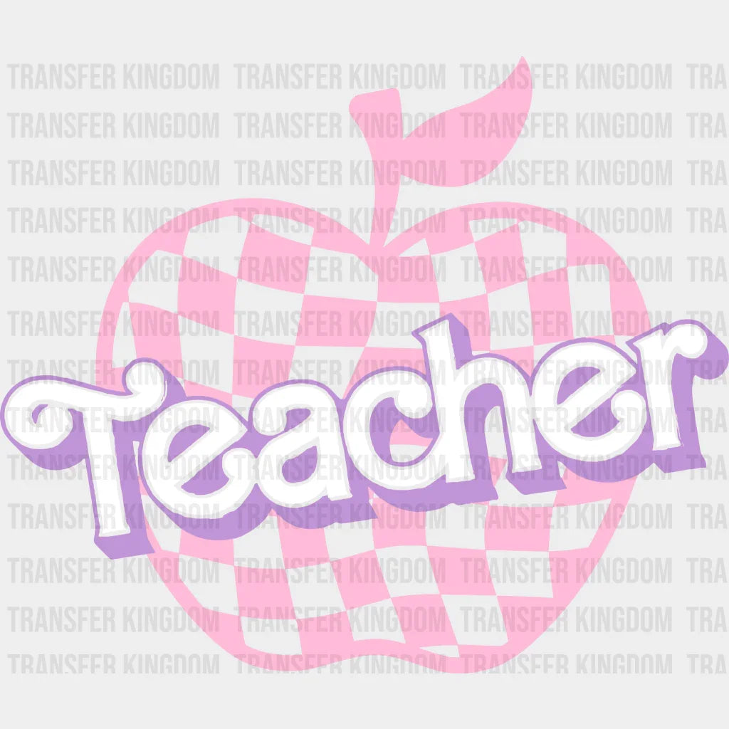 Teacher Checkered Apple 100 Days Of School Design - DTF heat transfer ...